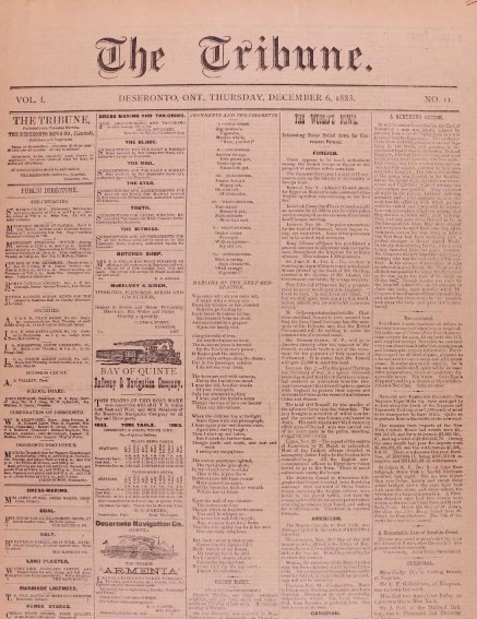 The Tribune now available online | Deseronto Archives